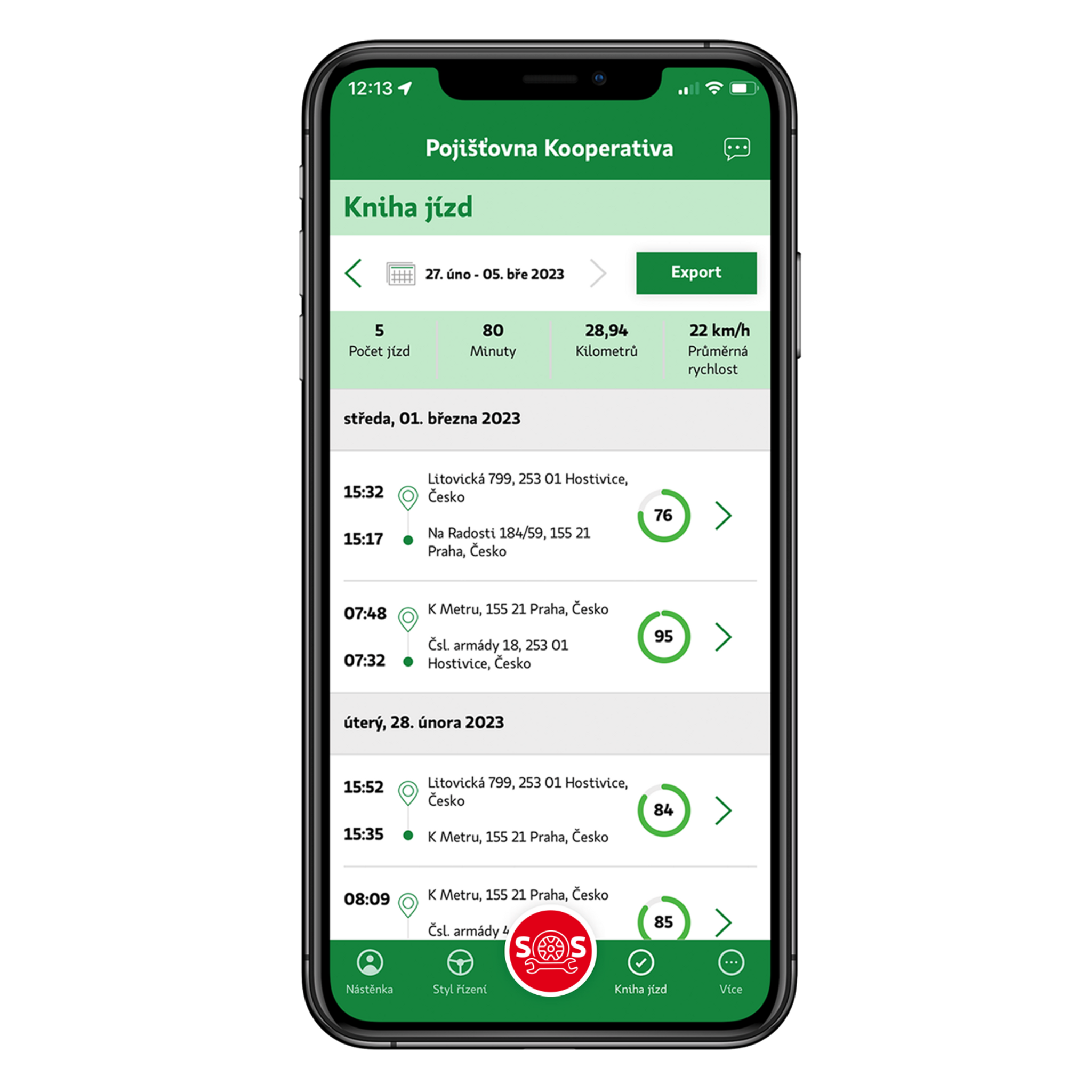Aplikace KOOPILOT: bezpečná jízda = cashback | Kooperativa pojišťovna